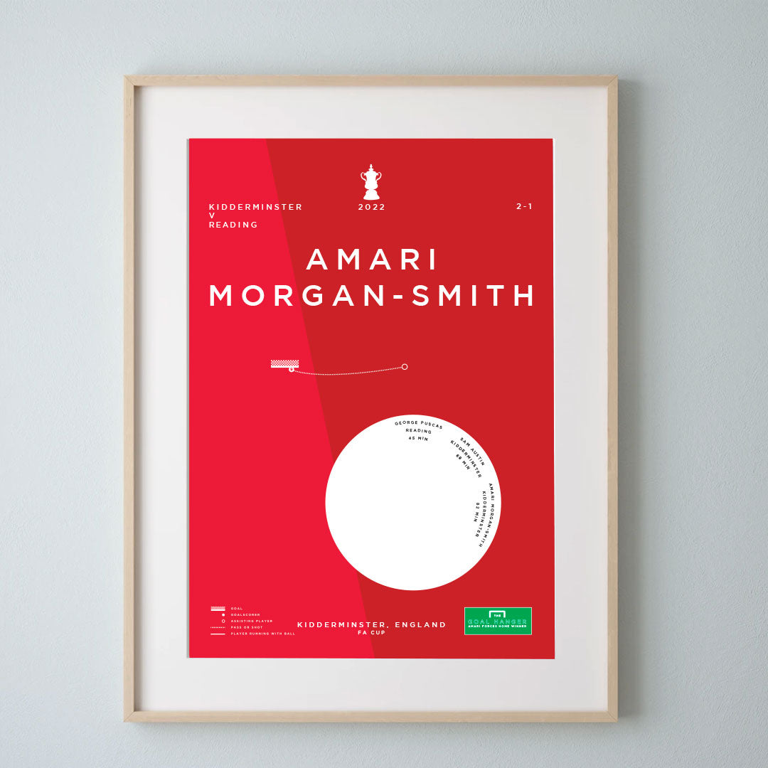 Art print illustrating Amari Morgan-Smith Kidderminster v Reading 2022 ...