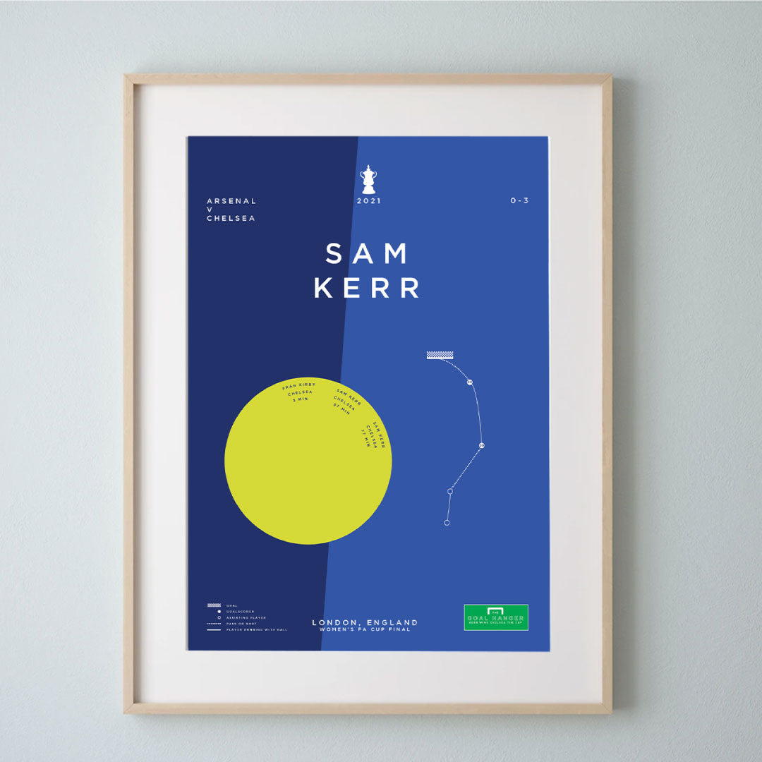 Sam Kerr: Chelsea v Arsenal 2021 | Football art gift idea — The Goal Hanger